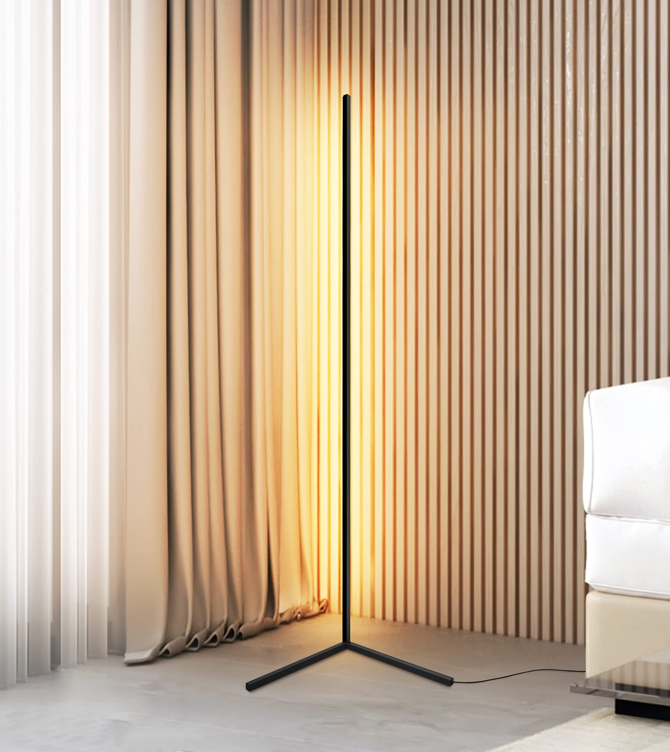 Wise Home Products Nordic Warm Lamp - Corner Lamp with Warm White Lighting, Modern Black Metal with Dimmable White Warm Light Floor Lamp