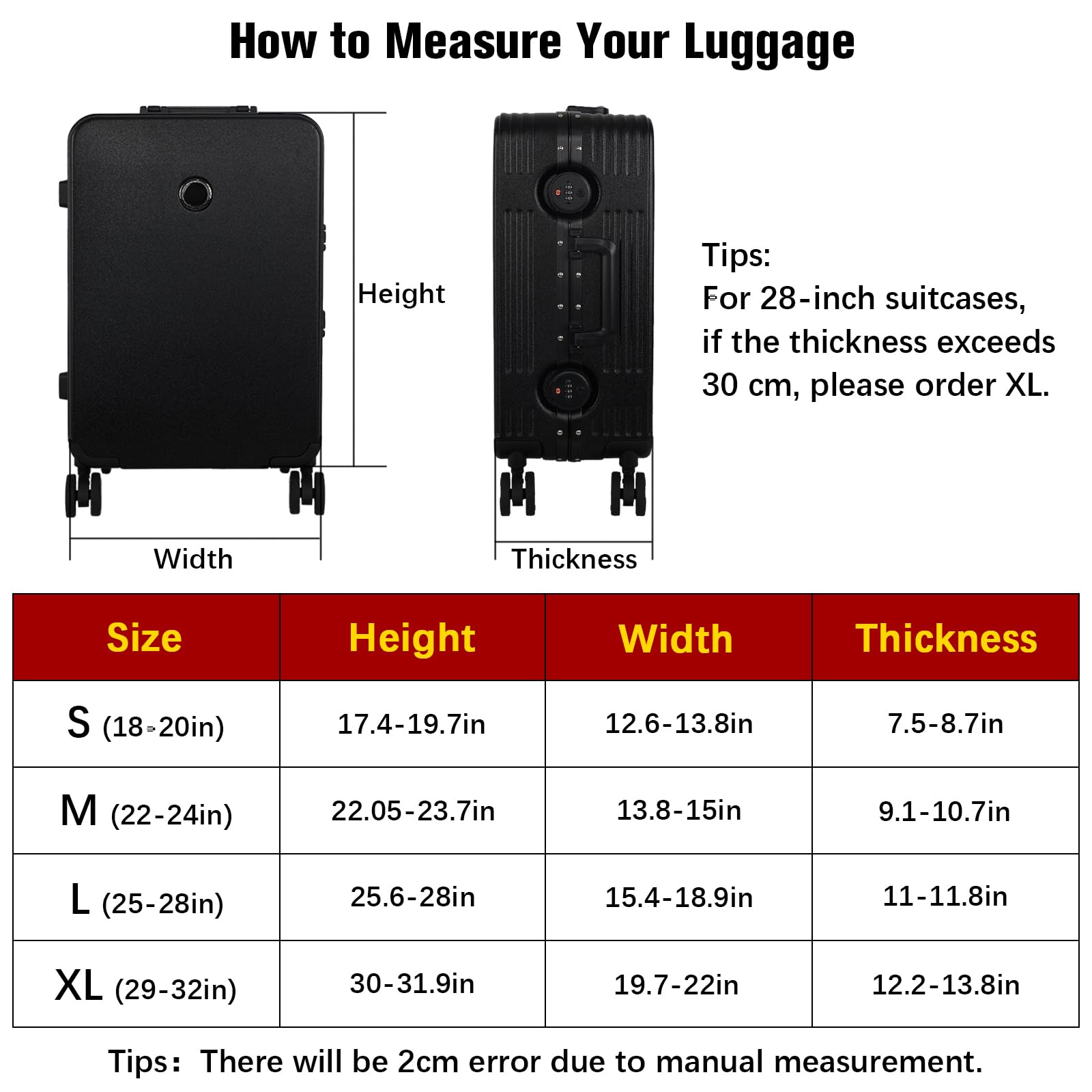 Sehxbqo Luggage Cover Protector Travel Suitcase Covers Protective Skin for Carry On Baggage Fit 18-20 Inch Luggage