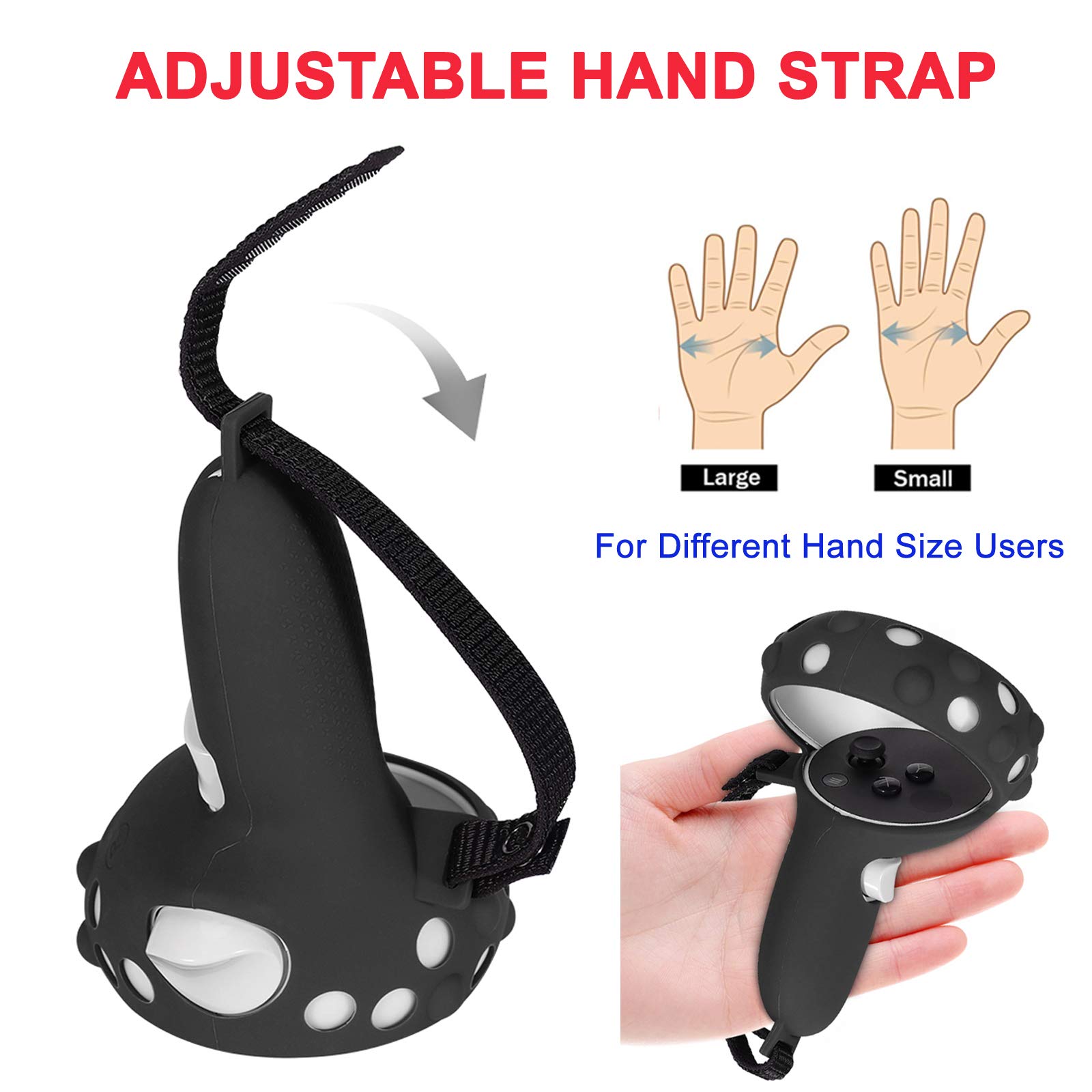 ZenRich Touch Controller Grip Cover for Oculus Quest 2, zenrich Unblock Signal VR Grip Cover with Knuckle Straps Full Protective Silicone Sleeve A Pair of Wipeable Controller Protectors, Black