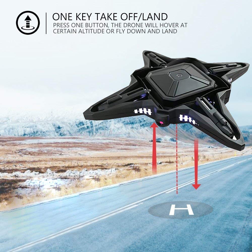 UniDargon T911W VGA Wifi Transmission Foldable RC Drone with Altitude Hold Mode,Four-Axis One Key Take Off Landing and Headless Mode Easy Fly Steady for Beginners