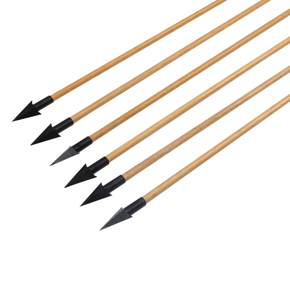 TOPARCHERY Archery Wooden Arrows, 32 inch Traditional Hunting Practice Target Arrow 5 Inch Turkey Feathers Fletching Recurve Bow Longbow(Pack of 6)