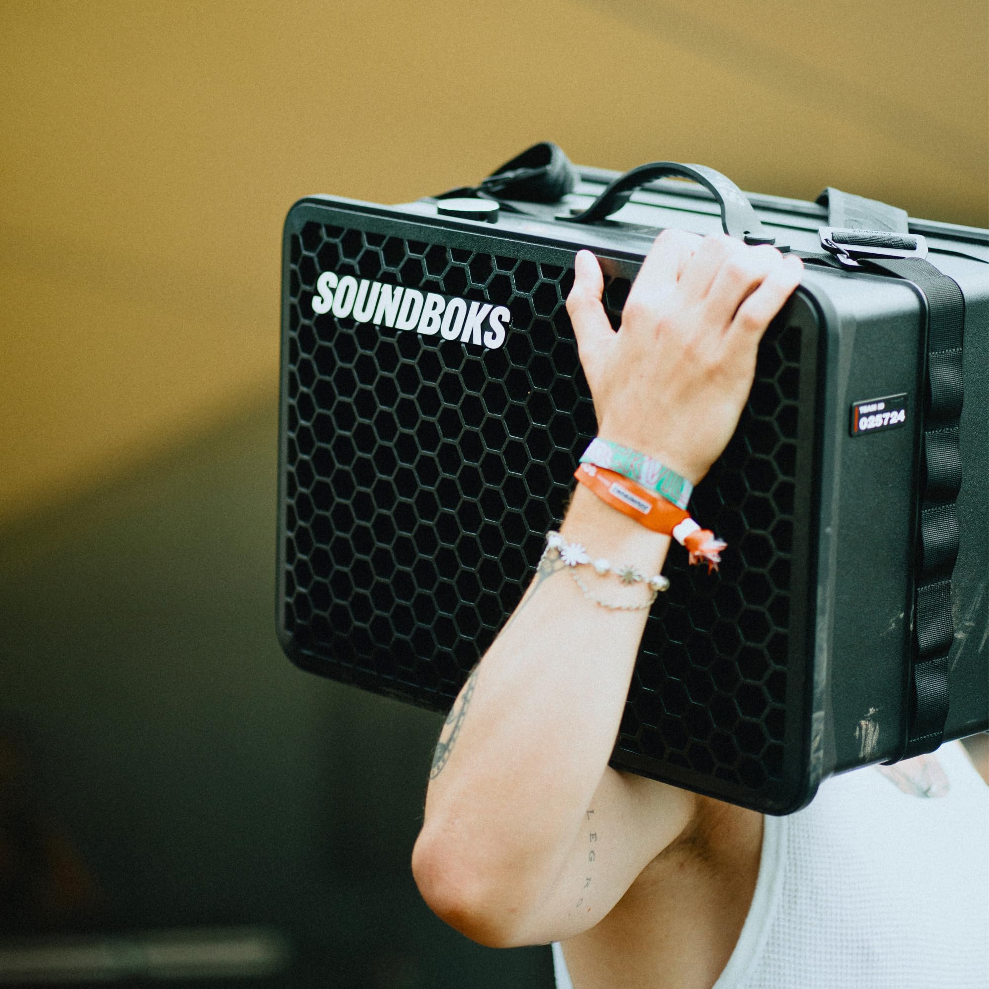 SOUNDBOKS Go – Portable Bluetooth Speaker – Compact Performance Speaker for On The Go – Splashproof and Shockproof - 40 Hour Runtime – 121dB (Black)