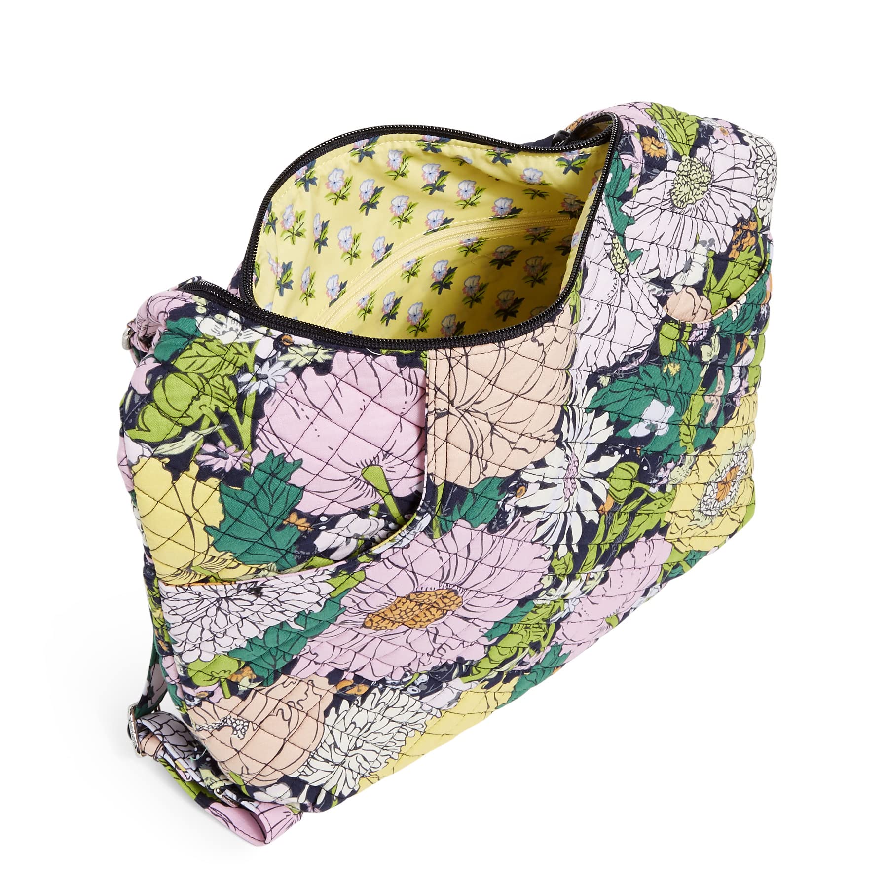 Vera Bradley Women's Cotton Convertible Backpack Shoulder Bag, Black - Recycled Cotton, One Size