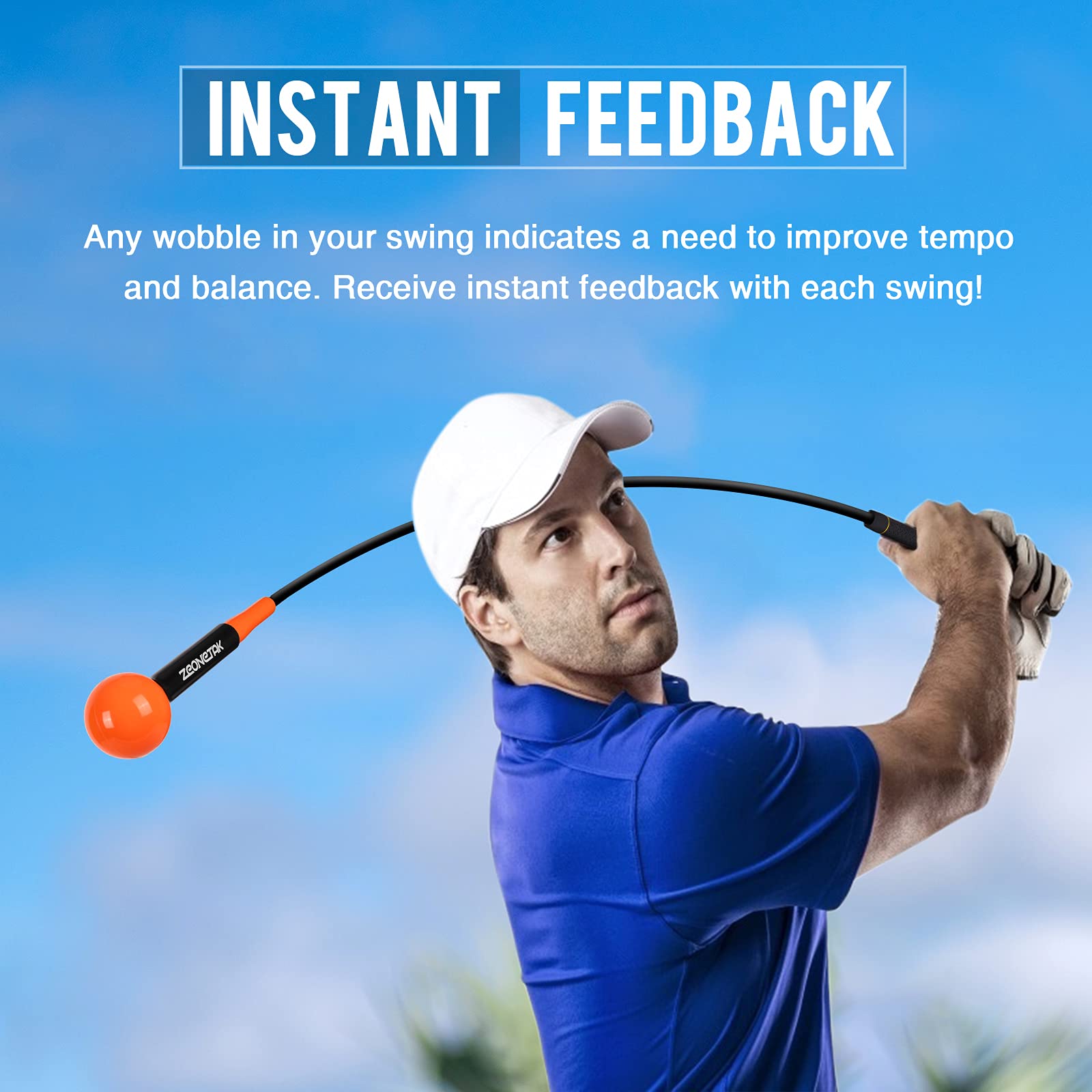 Zeonetak Golf Swing Trainer Aid, Golf Swing Trainer Warm-Up Stick for Strength, Flexibility and Tempo, Golf Training Aid, Golf Trainer Accessories for Men Women (40 INCHES, Yellow)