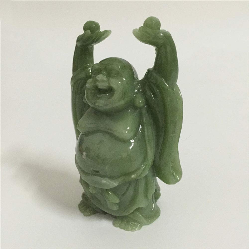 QWERWEFR Chinese Happy Maitreya Buddha Statue Sculpture Man-Made Jade Stone Home Garden Decoration Lucky Laughing Buddha Statues Figurine