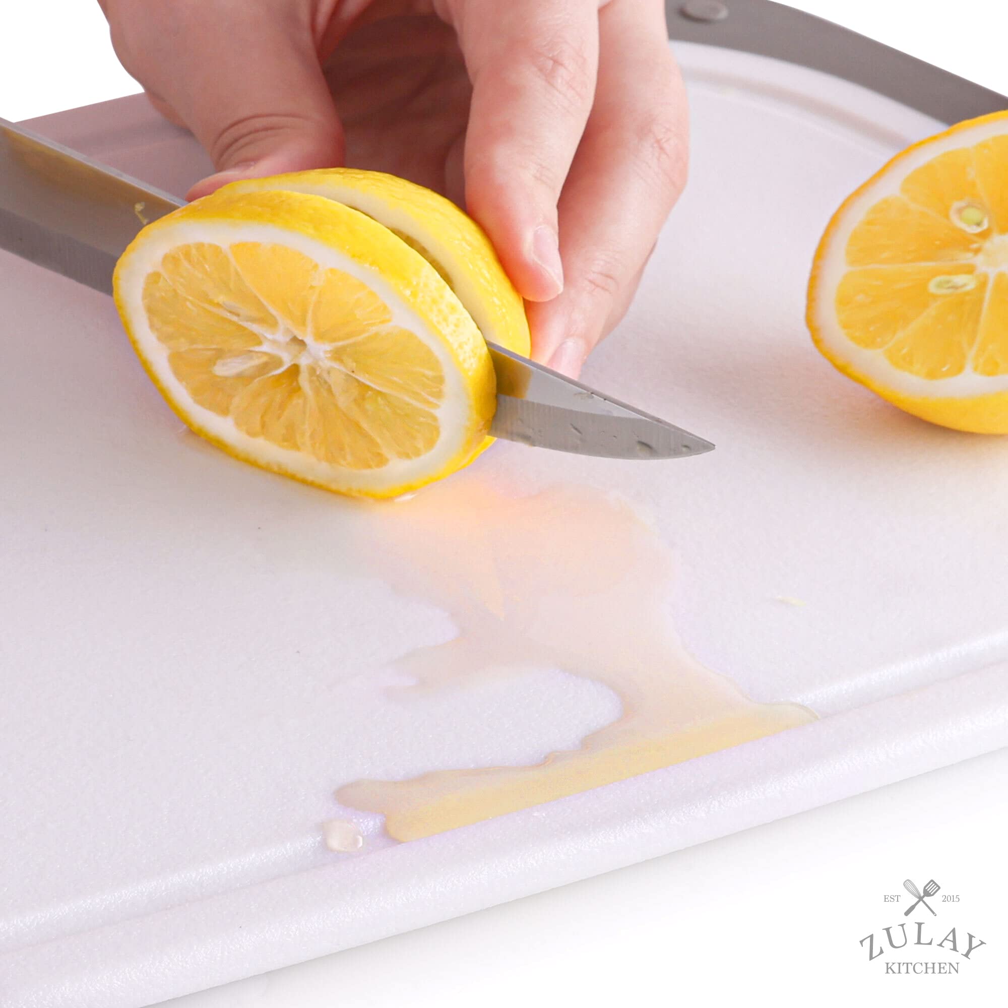 Zulay Kitchen (3-Piece Set) Cutting Boards For Kitchen Dishwasher Safe - BPA Free Plastic Cutting Board Set - Non Slip Kitchen Cutting Board With Juice Groove and Built-in Handle - Multiple Sizes