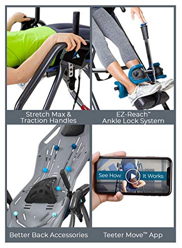 TEETER FitSpine X3 Inversion Table, Deluxe EZ-Reach Ankle System, Back Pain Relief Kit, FDA-Registered (Renewed X3)