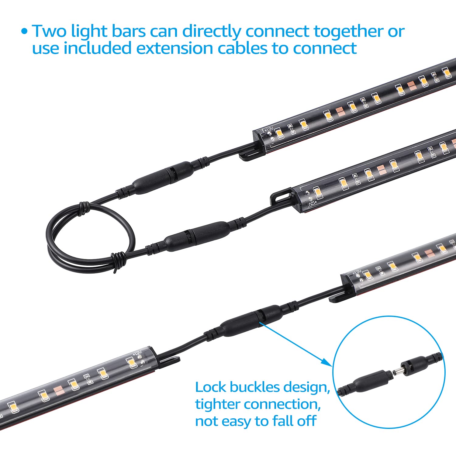 TORCHSTAR LED Safe Lighting Kit, (6) 12 Inch Linkable Light Bars + Rocker Switch + UL Power Adapter, 900LM, Input 100-240V, for Under Cabinet Gun Safe Locker Closet Showcase, 3000K Warm White