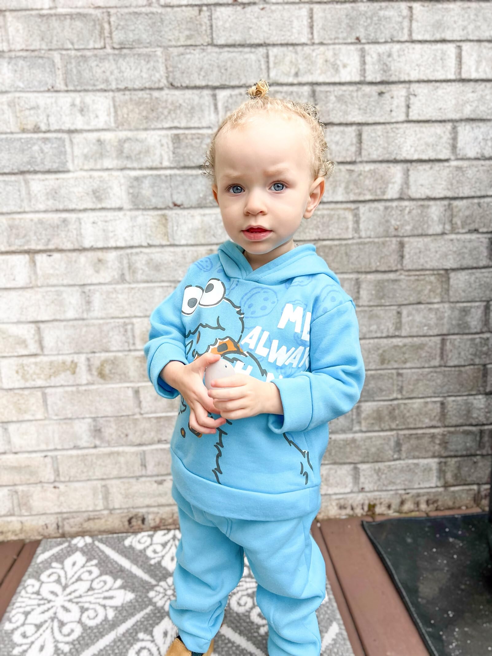 Sesame Street Cookie Monster Toddler Boys Fleece Pullover Hoodie and Pants Outfit Set Blue 3T