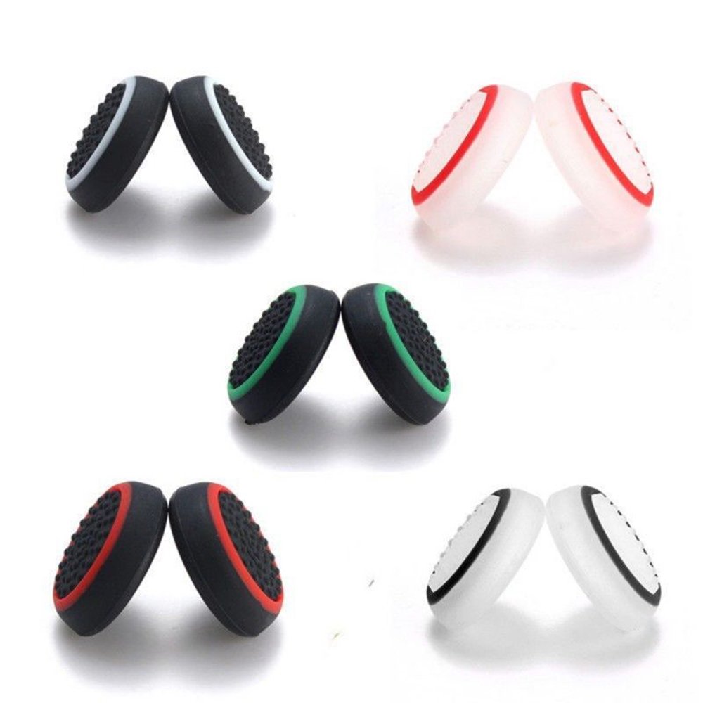Silicone Thumb Stick Grip Cap Joystick Thumbsticks Caps Cover for PS4 Xbox One PS3 Xbox 360 PS2 Game Controllers - White w/Blue