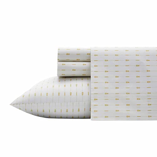 Tommy Bahama - King Sheets, Cotton Percale Bedding Set, Crisp & Cool, Stylish Home Decor (Pineapple Pinstripe Yellow, King)