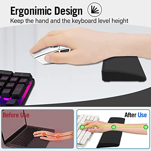 Wireless Gaming Keyboard Mouse and Wrist Rest Set with 87 Key Rainbow Backlight Rechargeable 3800mAh Battery Mechanical Feel Anti-ghosting Ergonomic Waterproof Mute Mice for PC Mac Gamer (Black Mix)