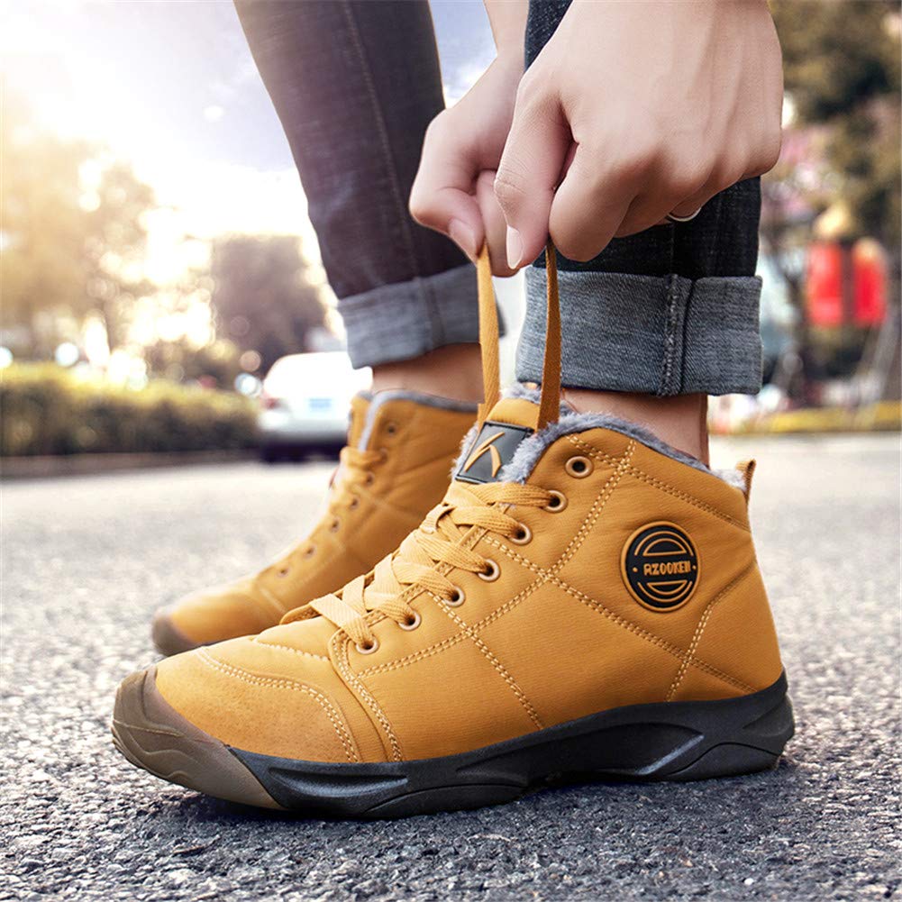 UPSOLO Mens Ankle Snow Booties Backpacking Hiking Boots Warm Soft Sole Comfortable Extra Wide Width Thicken Lightweight Walking Casual Sneakers(6919 Blue 44)