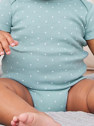 Simple Joys By Carter's Unisex Baby 6-pack Short-sleeve Bodysuit Shirt, Animal/Rainbow/Stripe/Text Print, 3-6 Months US