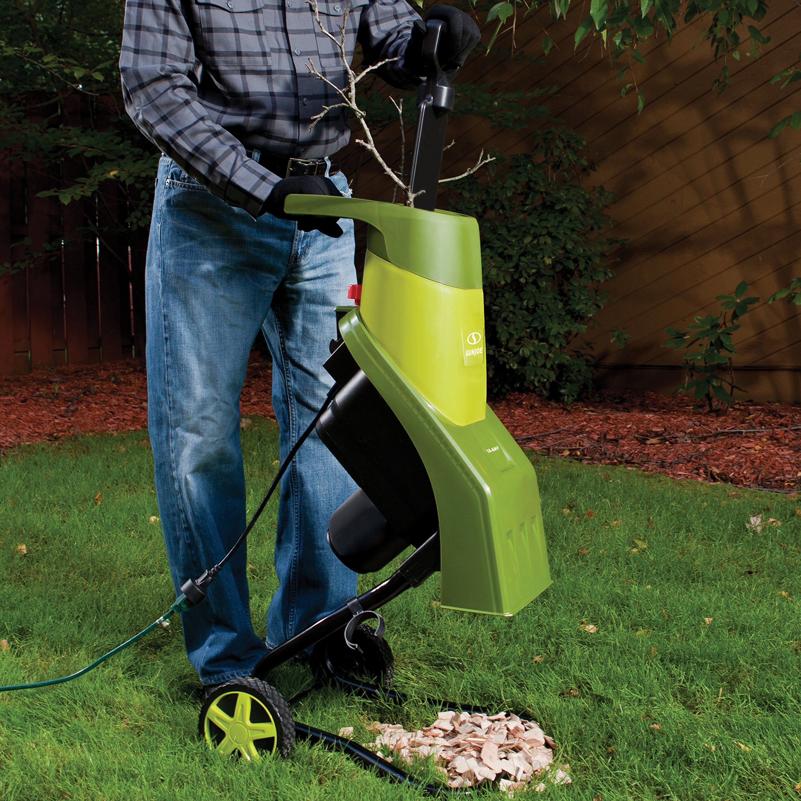 Sun Joe CJ601E Electric Wood Chipper, Green