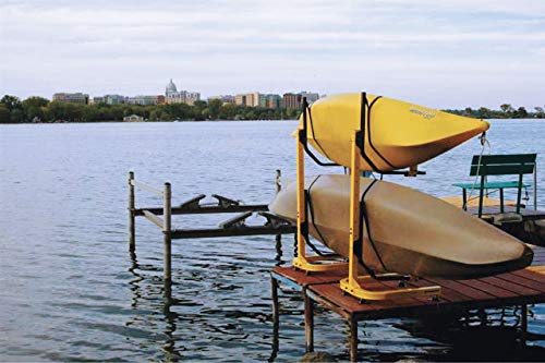 Suspenz Kayak Storage Rack, 2-Boat Free Standing Kayak, Canoe, SUP Deluxe Storage Rack, Indoor & Outdoor, Yellow, 48" x 24" (11-0203)