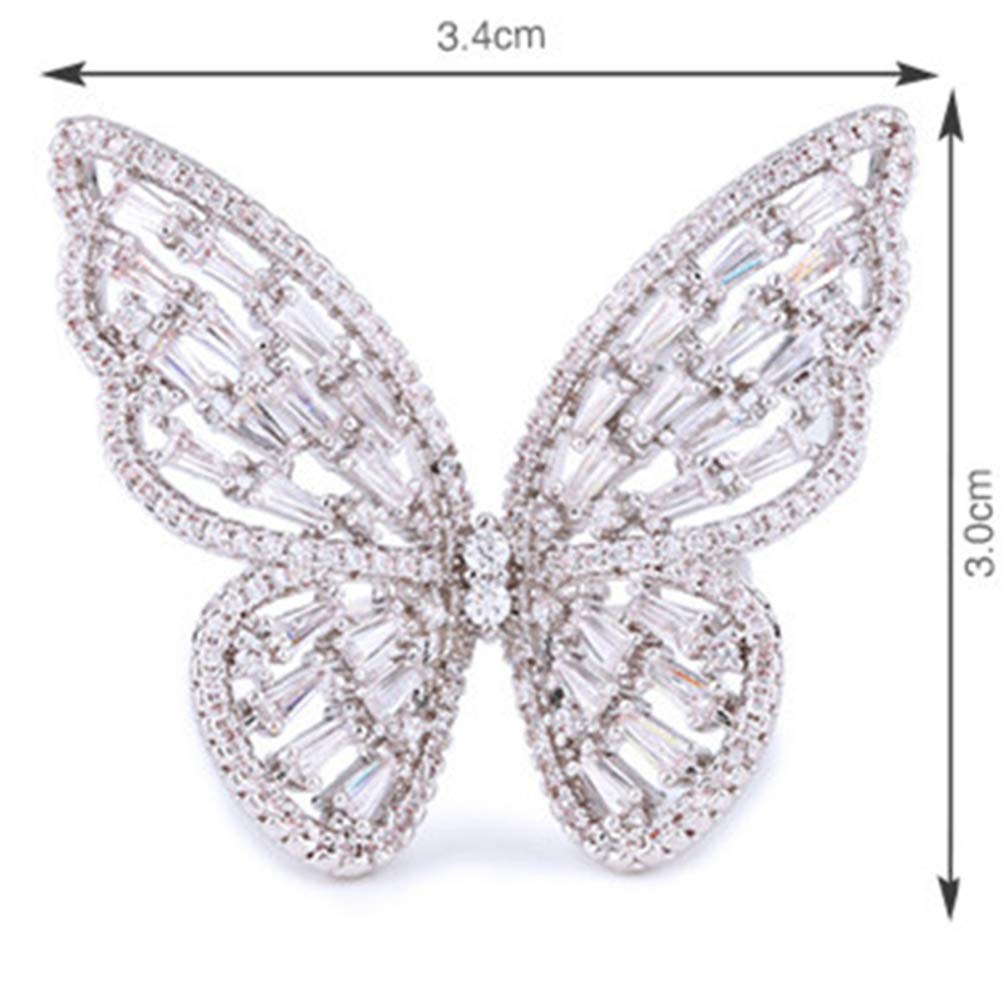 TENDYCOCO Women Big Butterfly Ring Beautiful Luxury Crystal Ring for Party Banquet ï¼ˆ7ï¼‰