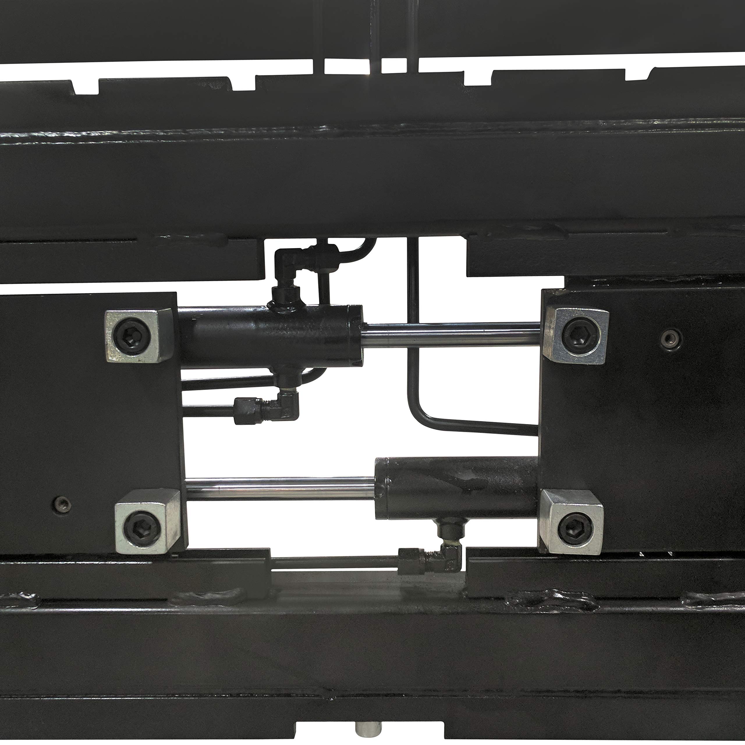 Titan Attachments Standard Series Adjustable Hydraulic Sliding Skid Steer Pallet Fork Frame, 4,000 LB Capacity, Adjusts 8in to 40in Hydraulically, Side Steps for Easy Entry, Quick Tach Mounting System