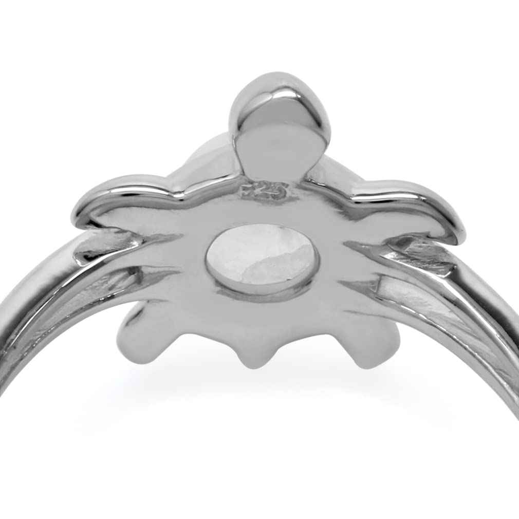 Silvershake 6mm Natural Round Shape Moonstone 925 Sterling Silver Turtle Fashion Casual Solitaire Ring Size 10.5