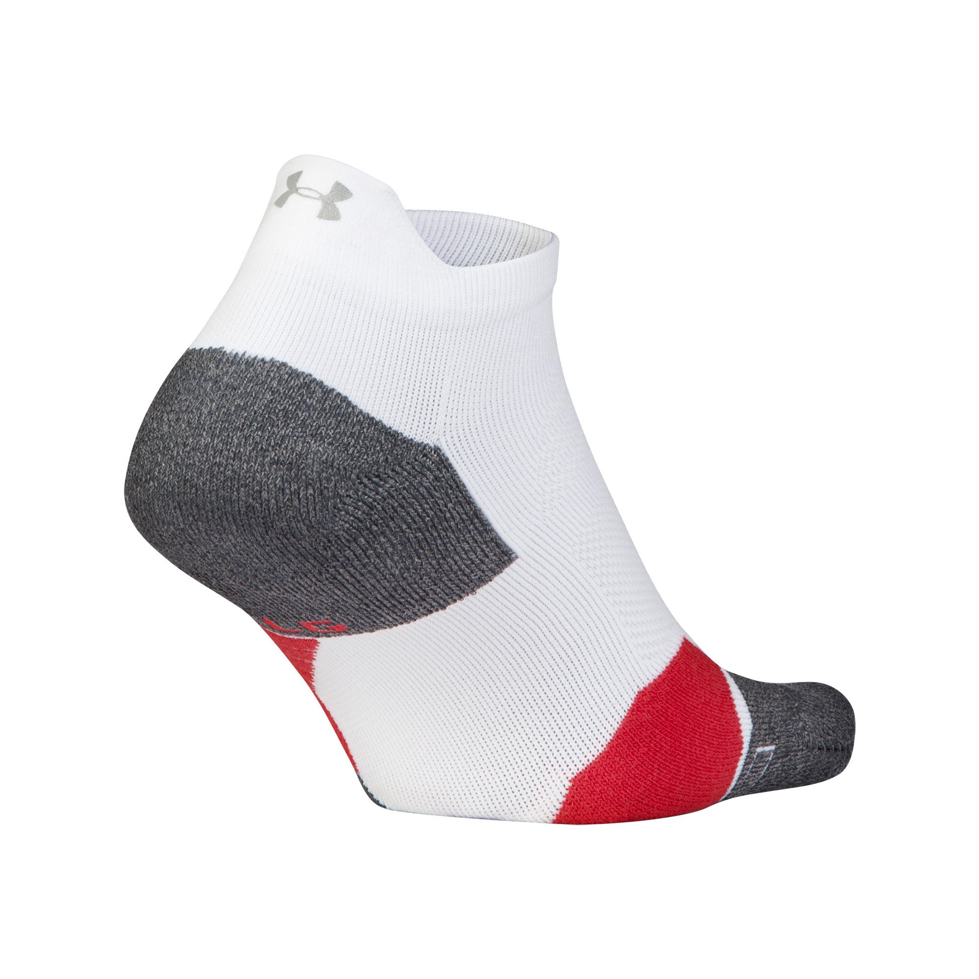 Under Armour Adult Armourgrip No Show Tab Socks, 1-Pair , White/Red , Large