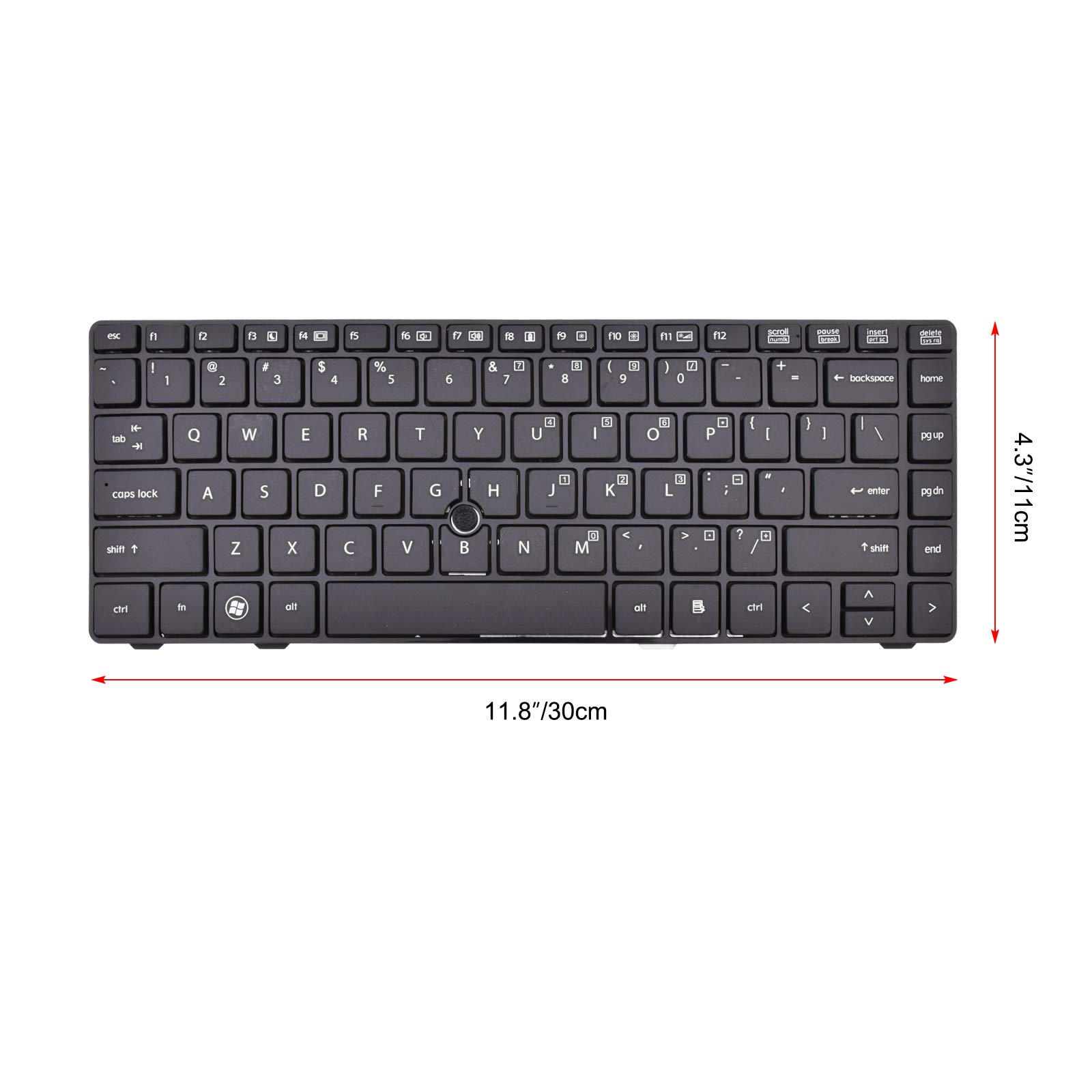 SUNMALL Keyboard Replacement Compatible with HP ProBook 6460b 6465b 6470b 6475b 8460p 8460w 8470p 8470w Serier Laptop 635769-001 641835-001 V119026BS13e with Pointer (Black Frame)