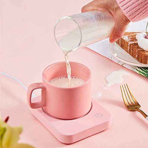 VOBAGA Coffee Mug Warmer with 4 Hours Auto Shut-Off, Coffee Warmer Plate for Office Home Desk Use with 3 Temperature Settings, Electric Cup Warmer for Cocoa,Tea, Milk, Water, Pink (No Cup)