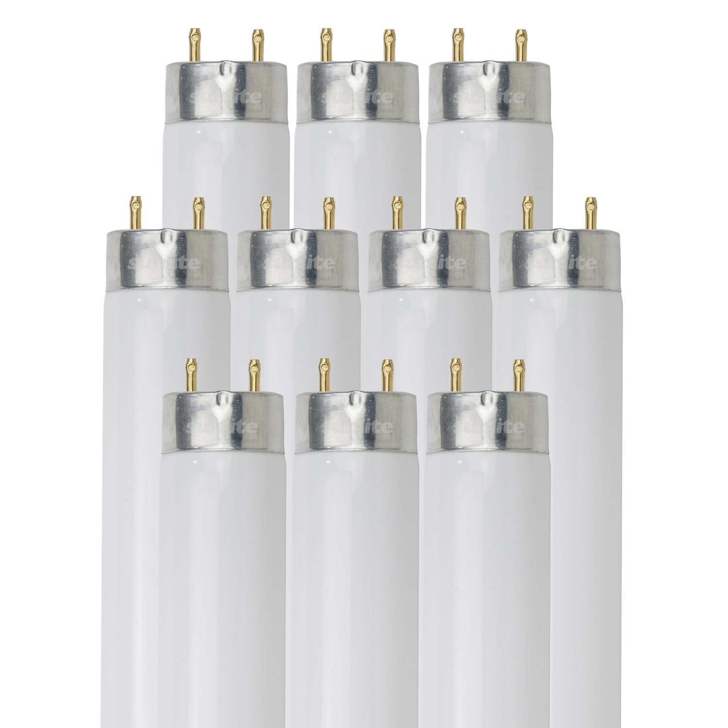 Sunlite 30245 F32T8/SP841 4 Foot T8 Linear Fluorescent Light Bulb, 32 Watts, 3050 Lumens, Medium Bi-Pin (G13) Base, 4100K Cool White, High Performance, 10 Pack
