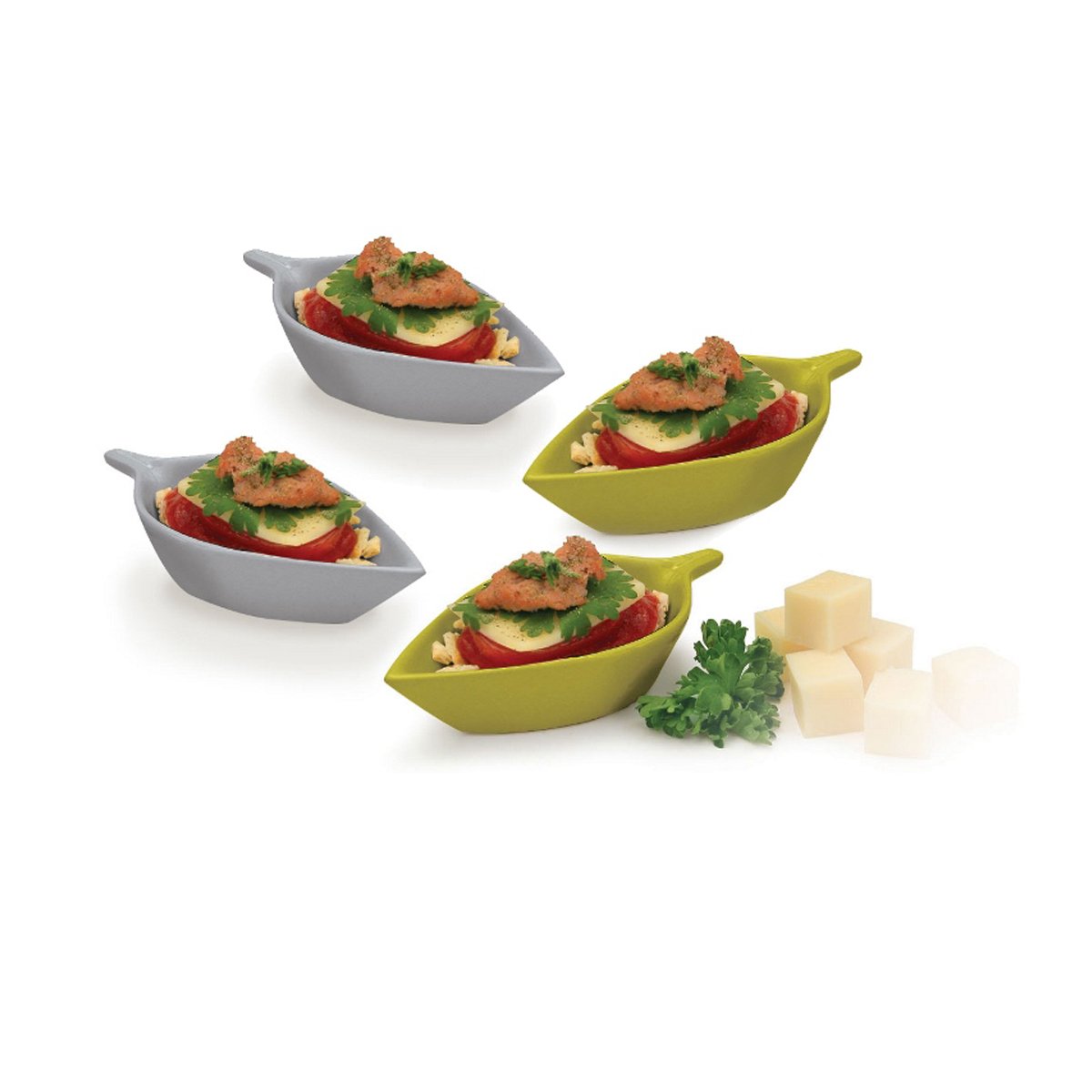 Starfrit Gourmet Ceramic Tapas Spoons Leaf shape, Set of 4