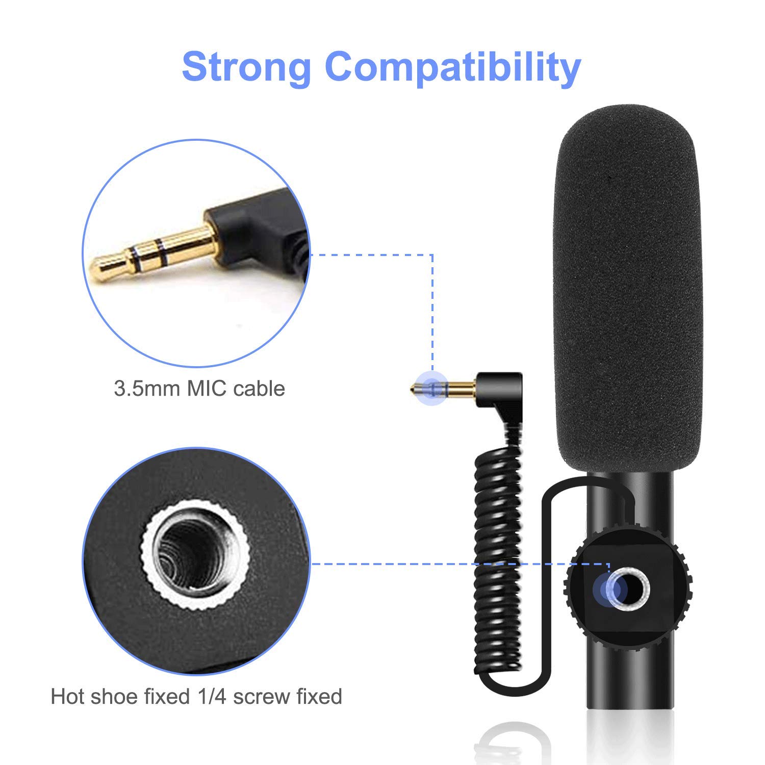 ploture Camera Microphone, Video Microphone with Shock Mount Deadcat Windscreen for Sony, Nikon, Canon, Fuji, DSLRs, Camcorders, Photography Interview Shotgun Mic with 3.5mm Jack