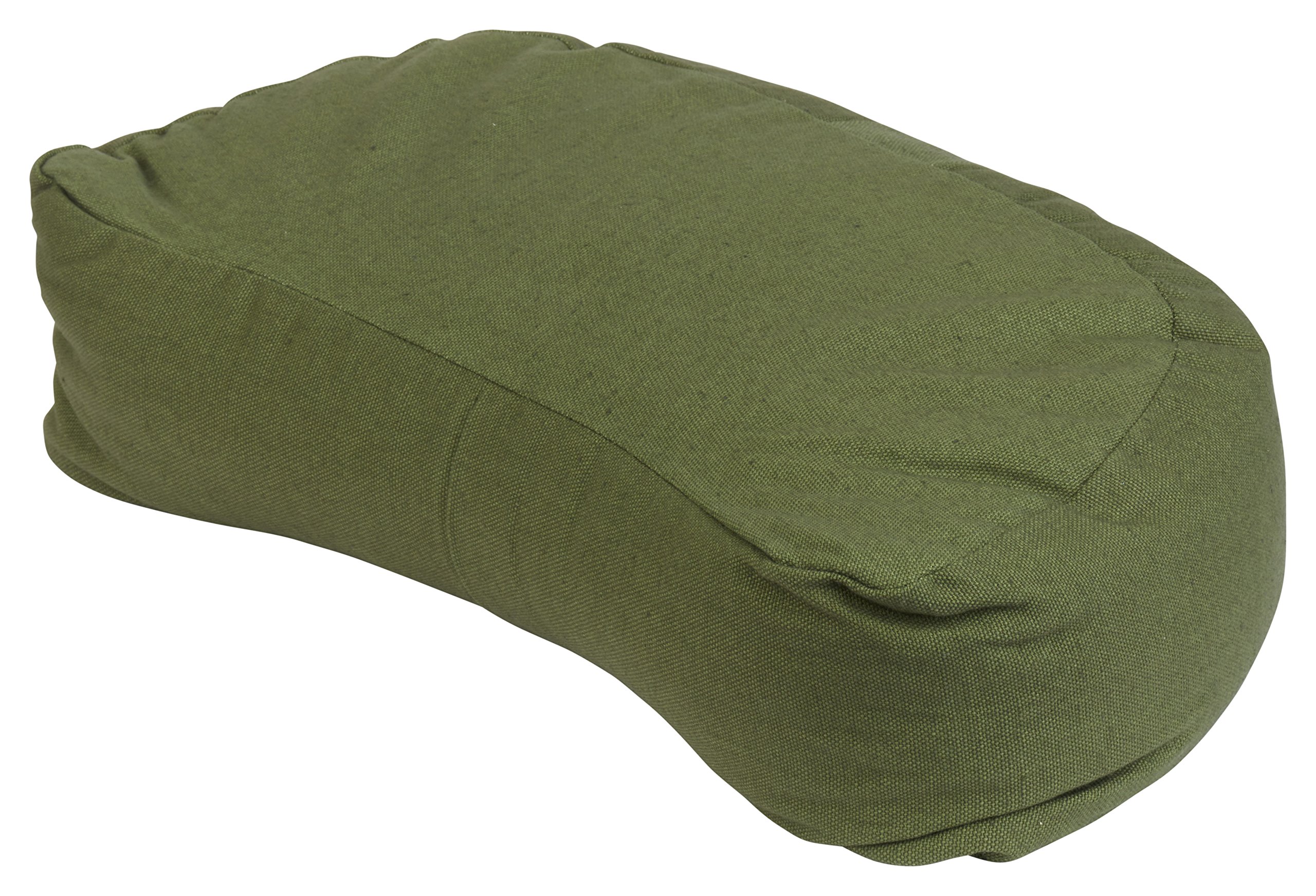 Satori Buckwheat Meditation Pillow - Zen, Yoga, Mindfulness - 14"x7"x4" Crescent Zafu Cushion w/Comfortable Cotton Cover, Adjustable Fill, Washable, with Zipper, Handle and Inside Cover
