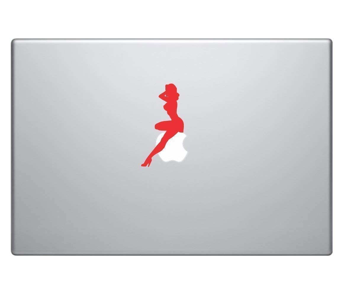 Sexy Pin Up Girl Silhouette Vinyl Decal Sticker Compatible With Apple Logo on iPad MacBook Pro Air Decal 13" 15" 17" Keyboard Keypad Mouse pad Track pad Laptop Babe Sticker