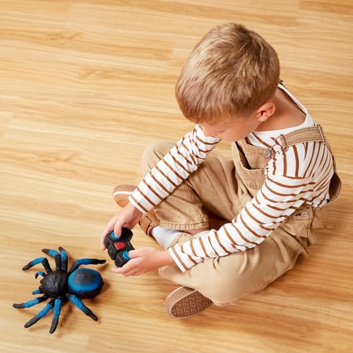 Terra by Battat – Remote Control Spider for Kids – RC Tarantula with LED Eyes – Realistic Animal & Moving Legs – Fast-Moving & 360 Spin – Blue Tarantula – 6 Years +