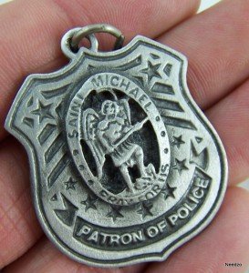 Religious Gifts Pewter Saint Michael Patron of Police Pray for Us Medal, 1 1/2 Inch