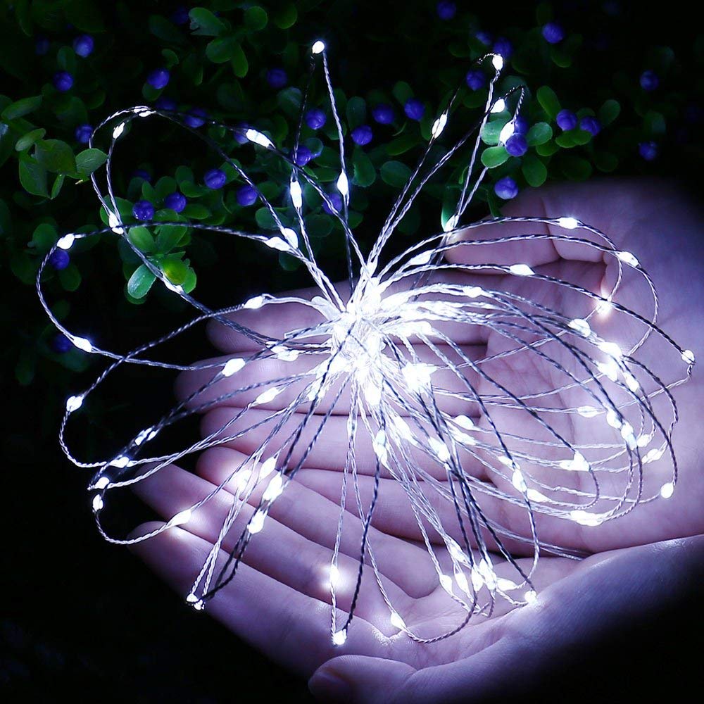Toodour Solar String Lights, 2 Packs 72ft 200 LED 8 Modes Solar Fairy Lights, Waterproof Outdoor String Lights, Copper Wire Fairy Lights for Garden, Party, Wedding, Holiday Decorations (White)