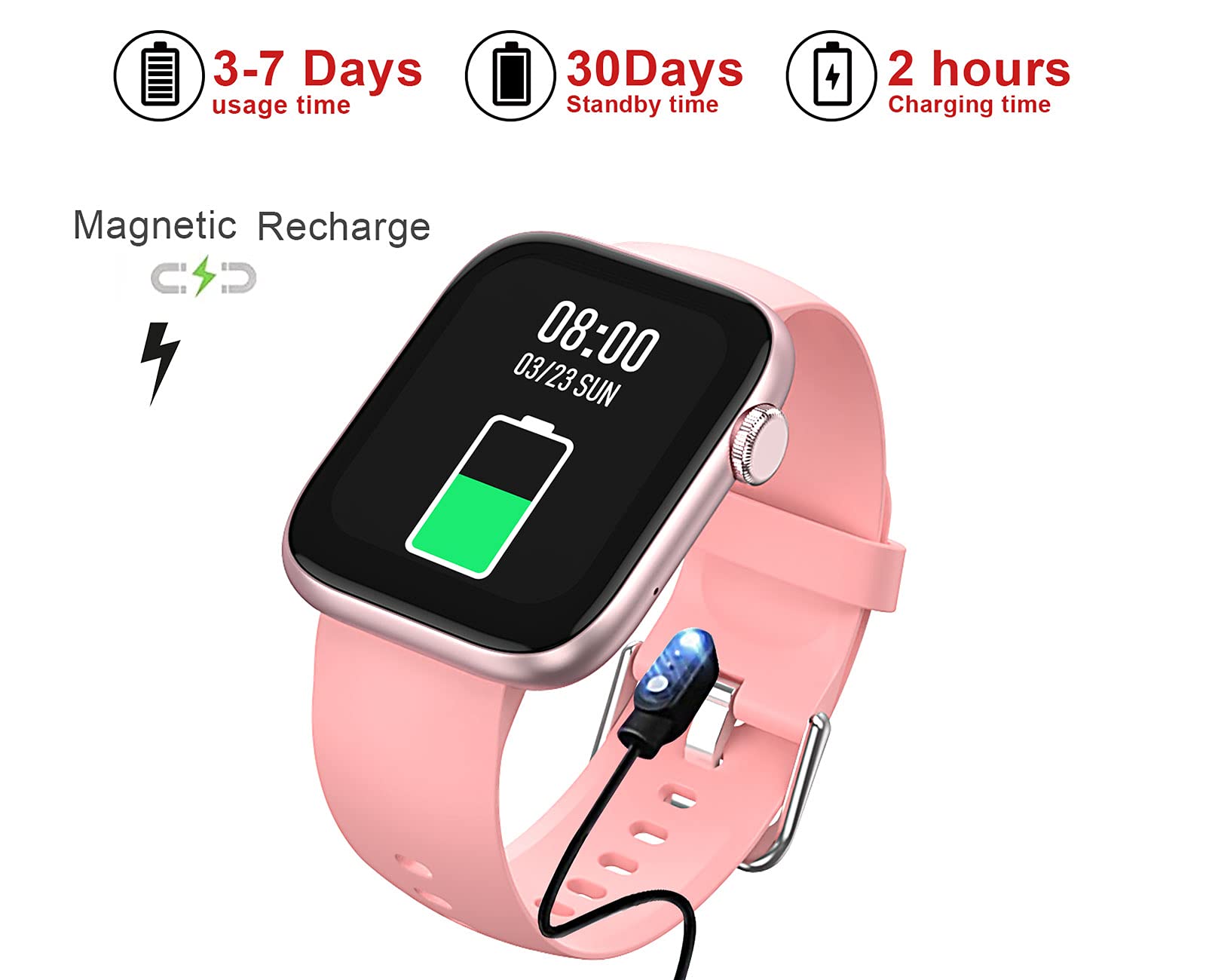 Smart Watch for Women(Answer/Make Call), 1.7'' Smart Watch for Android and iOS Phones Compatible with Text and Call Heart Rate, Sleep, Blood Oxygen, Step Counter Pink