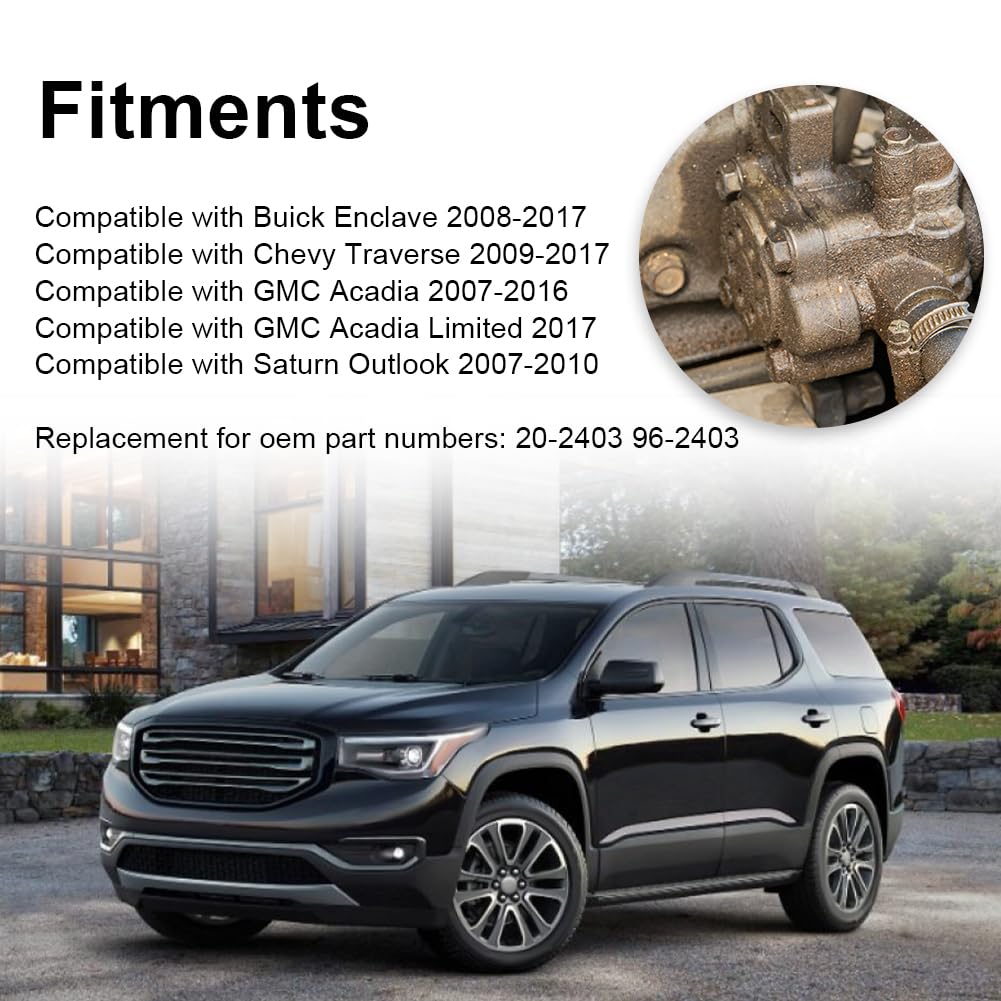 WMPHE Power Steering Pump with Pulley Compatible with Buick Enclave GMC Acadia 2008 to 2017, Chevy Traverse 2009 to 2017, Saturn Outlook 3.6L V6 2007 to 2010, Replacement for 20-2403, 96-2403