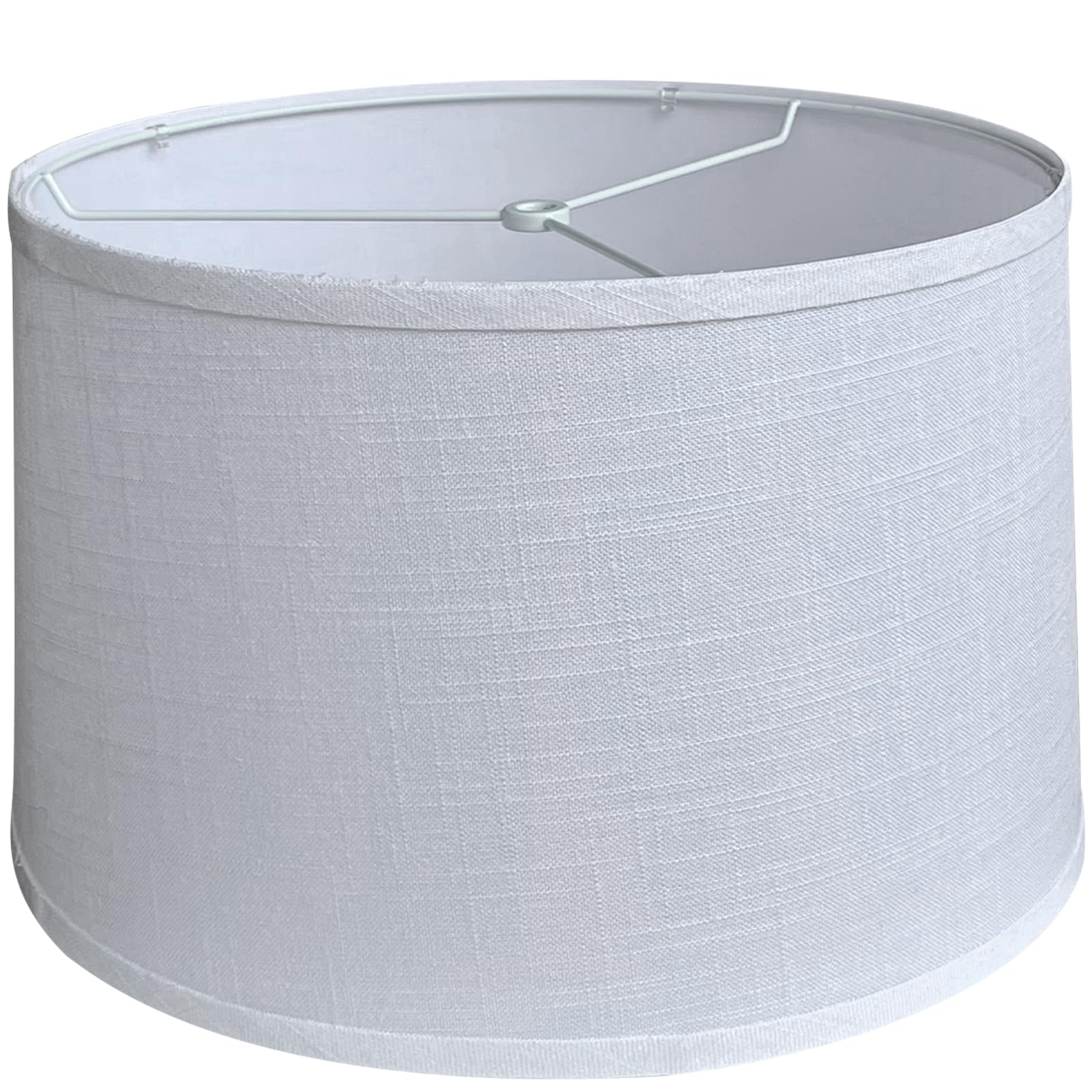 TOOTOO STAR Drum Lamp Shade 13.25" Top x 14.25" Bottom x 9" High (Spider) White Natural linen Medium Lamp shade for Chandeliers Floor Light and Table Lamp