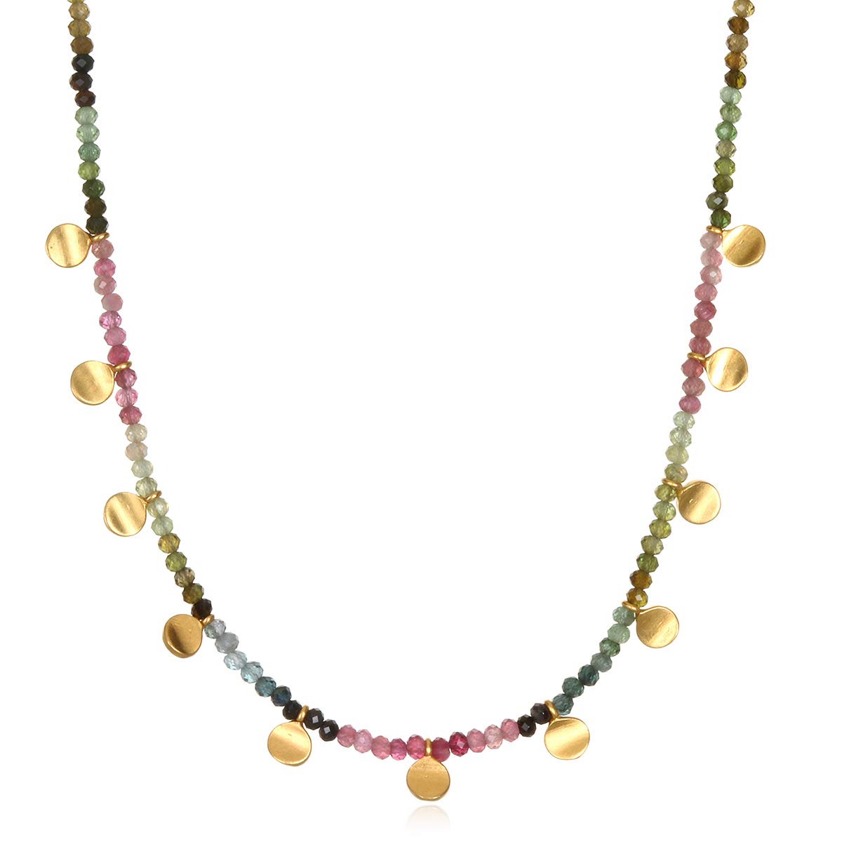 Satya Jewelry Tourmaline womens Gold Moon Choker Necklace 14-Inch +2 Extension, Multi, One Size