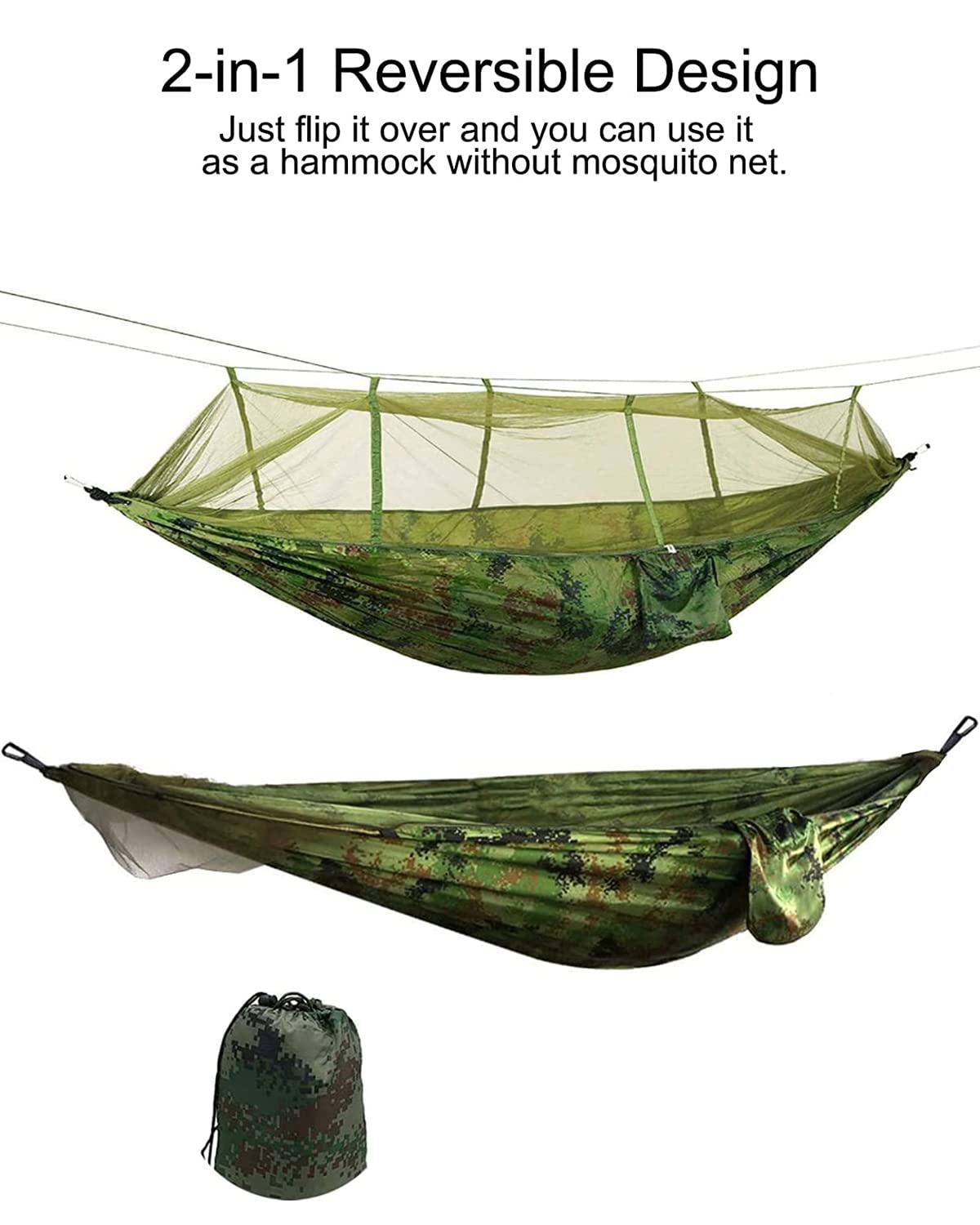 Uplayteck Camping Hammock with Mosquito Net - Portable Double/Single Travel Hammock Insect Netting 210D Nylon Hammock Swing for Backyard Garden Camping Backpacking Survival Travel (Camo)