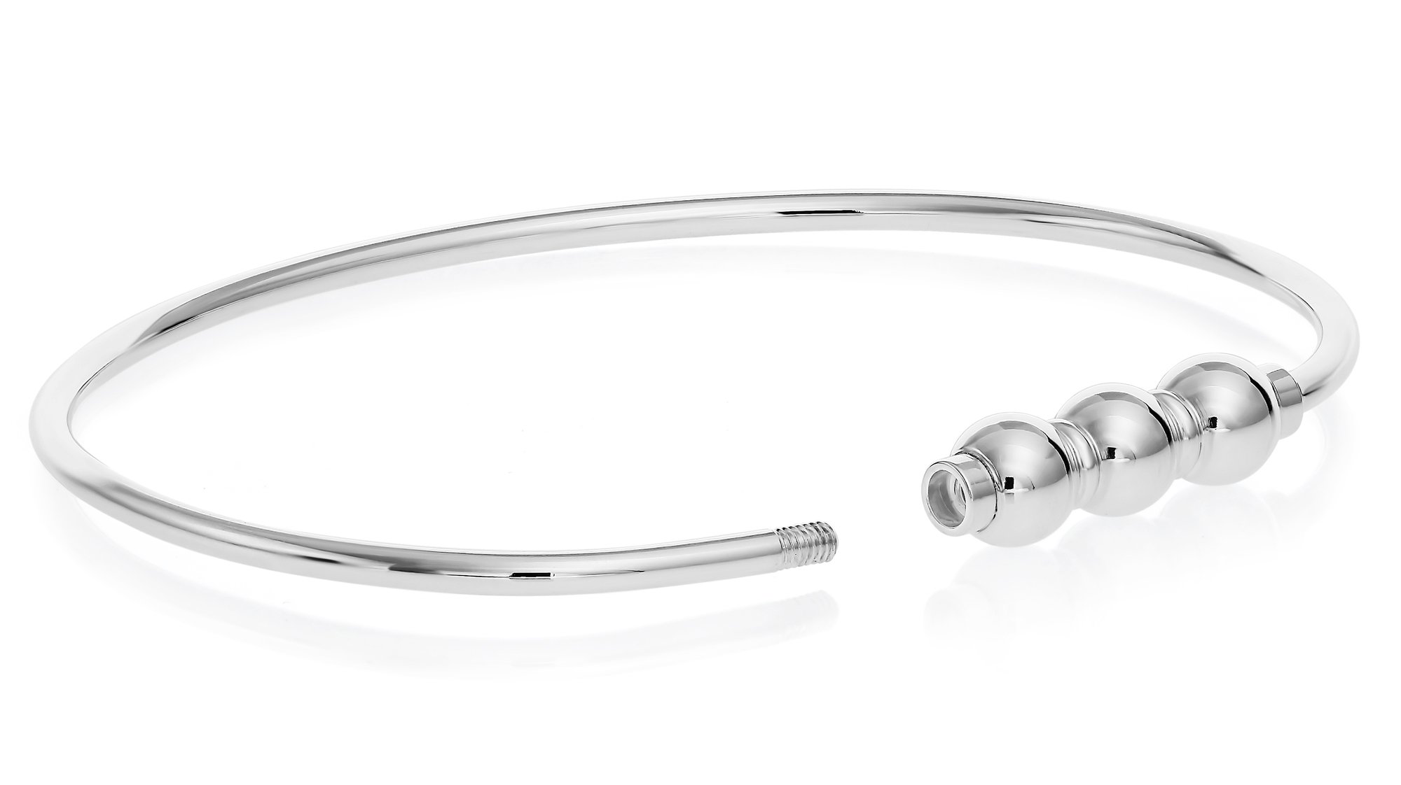 Unique Royal Jewelry 3 Ball All 925 Sterling Silver Screw Bracelet (Size 7')