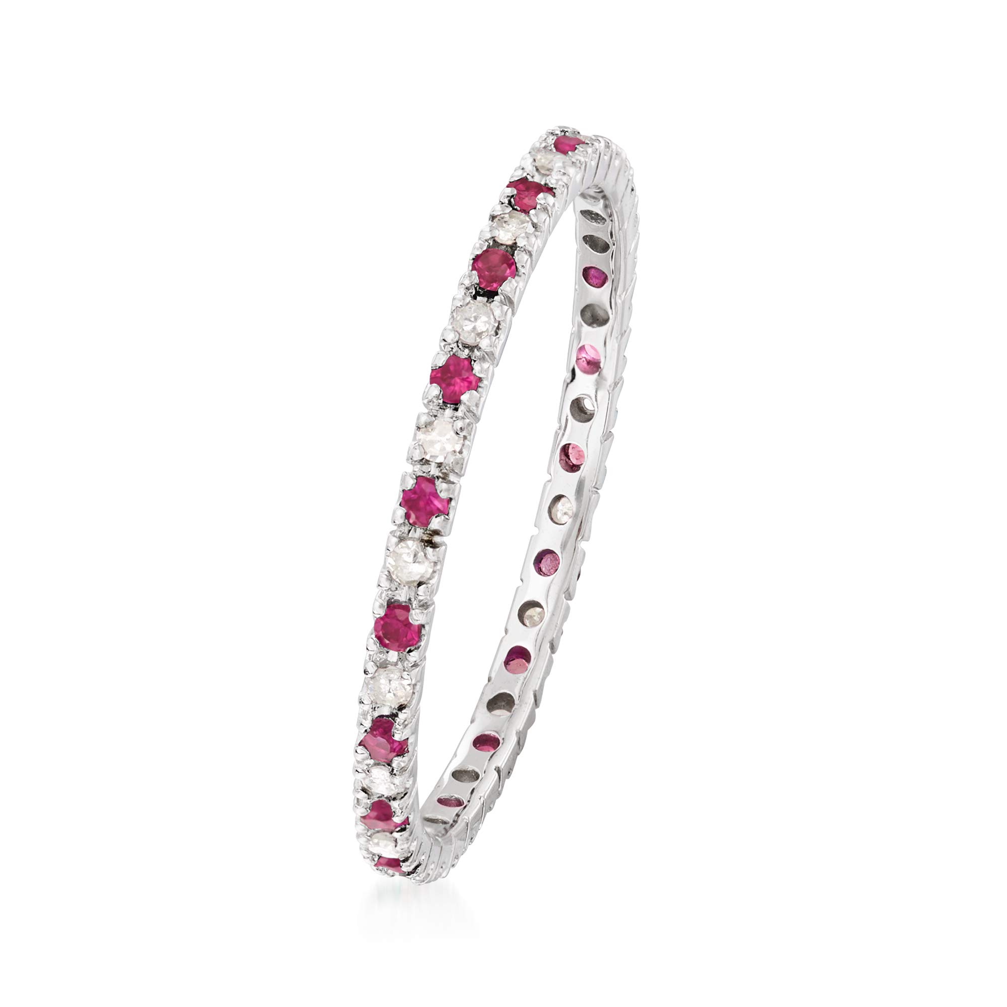 Ross-Simons Precious Gemstone and Diamond Eternity Band in 14kt White Gold