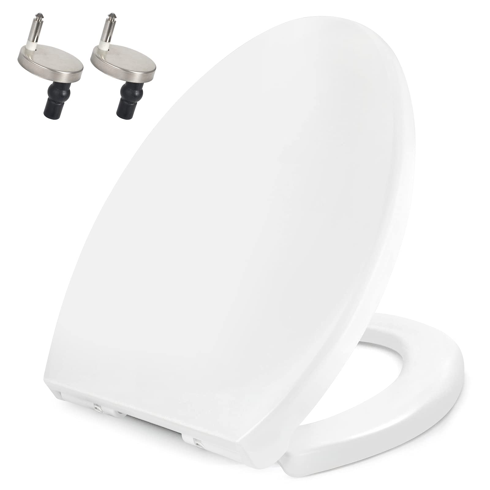 Toilet Seat Elongated Soft Close with Quick Release Hinges MUYE Never Loosen White Toilet Seats No Slamming Easy Installation & Clean