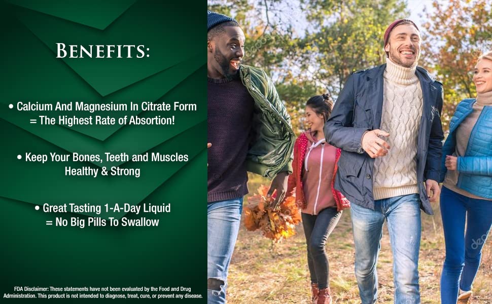 Tropical Oasis Liquid Calcium Magnesium - Natural Formula w/Support for Strong Bones - Liquid Vitamins w/Calcium, Magnesium & Vitamin D - up to 96% Absorption by The Body. - 32oz, 64 Serv.