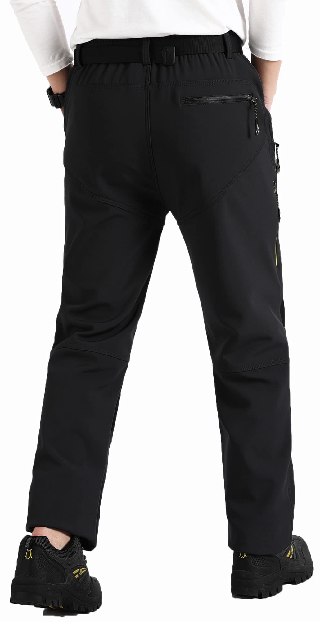 Singbring Men's Outdoor Fleece Lined Windproof Waterproof Hiking Snow Ski Pants Small Black(M01F32-Black-S)