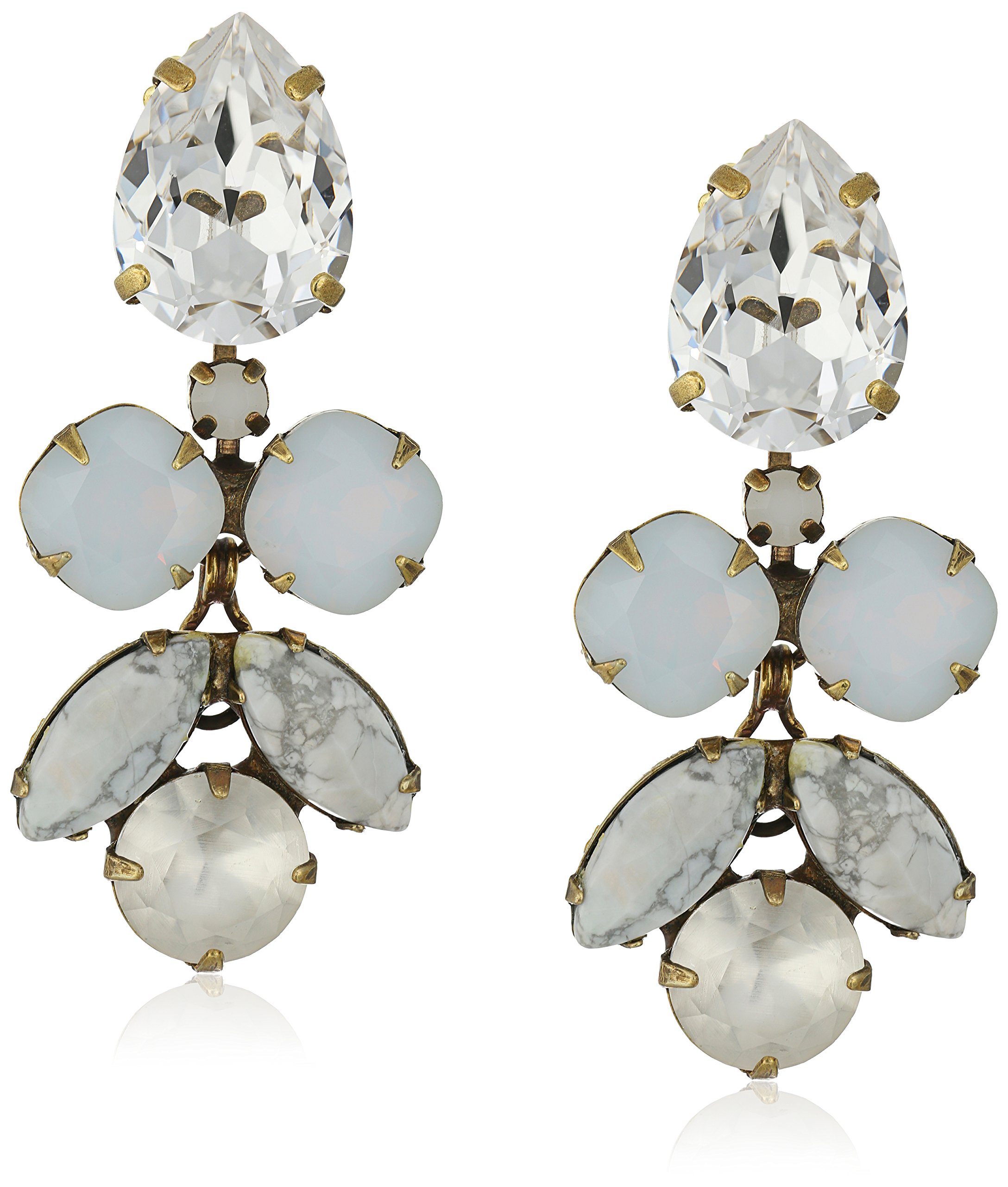 Sorrelli "Pearl Luster" Crystal Lotus Flower Drop Earrings