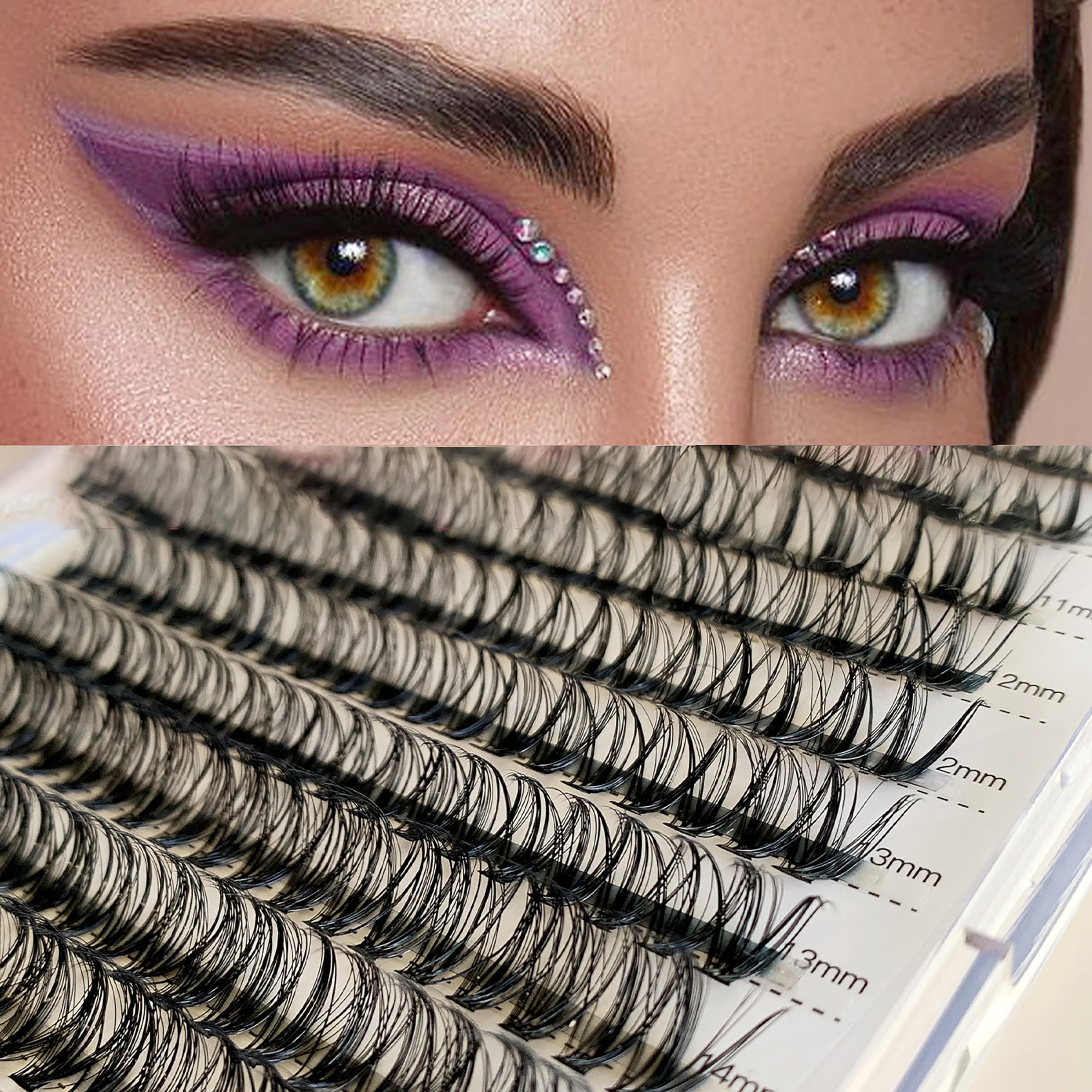 Self-Adhesive Eyelashes Eyelash Clusters 280 Pieces 30C DIY Eyelash Extension Clusters C Curl Length Individual Eyelashes Blending Tray Faux BASF Eyelash Cluster Shape Black (30C 9-16mm)