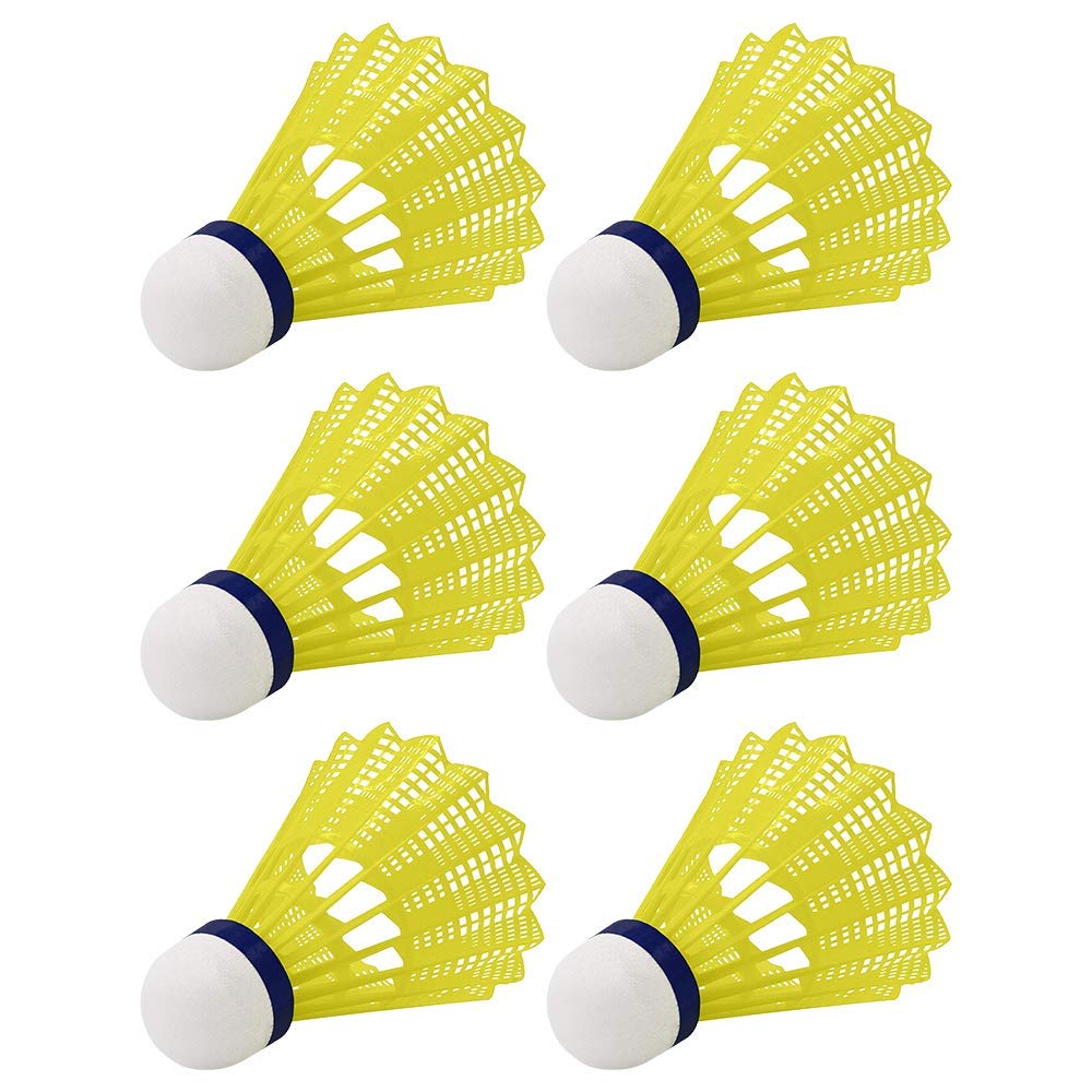 Wish Airflow 6000 Badminton Tournament Shuttlecocks β 6 Pack Tube of Durable Nylon Shuttlecocks with Cork Tips β Badminton Birdies for Indoor and Outdoor Play, Yellow