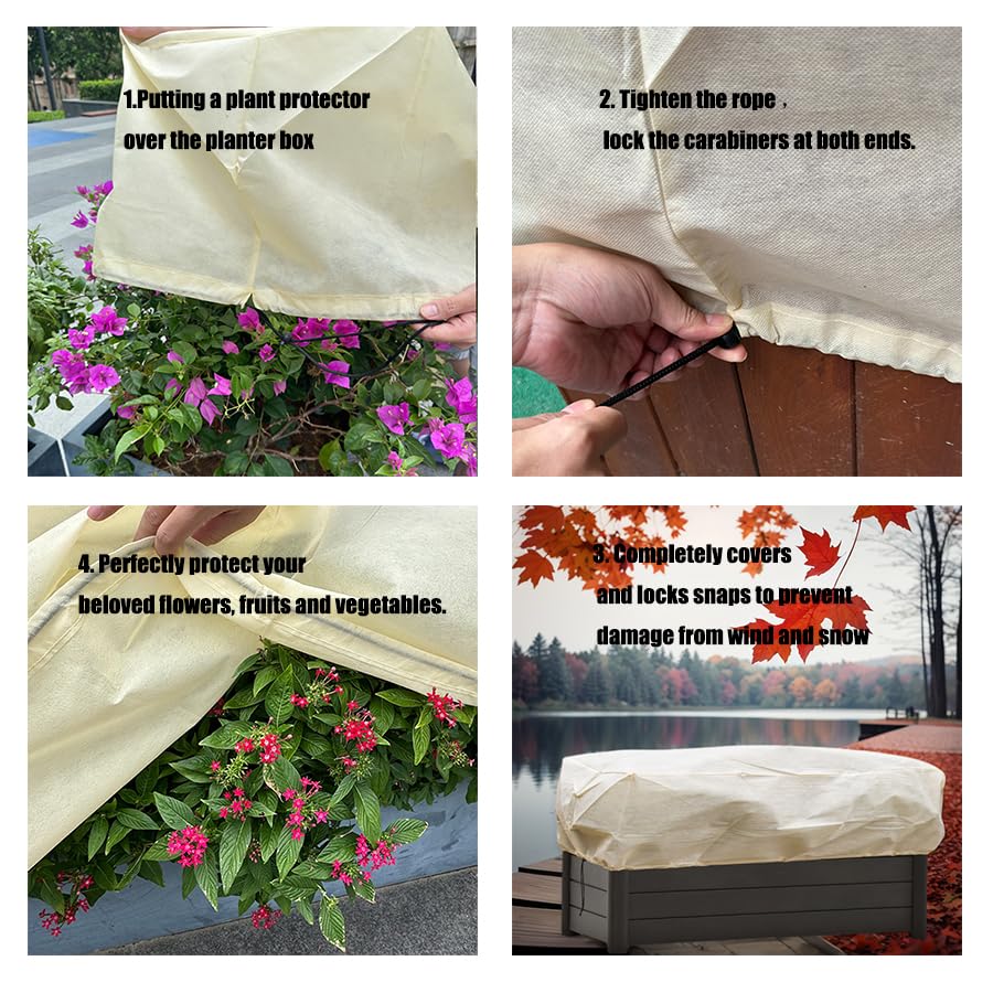 Rectangular Planter Box Frost Protection Cover to Protect Plants in Balcony, windowsill and Patio Planter Boxes from Frost, Wind, rain and Animals. Locks on Both Ends - 100 * 40 * 45 cm - 2 Pieces