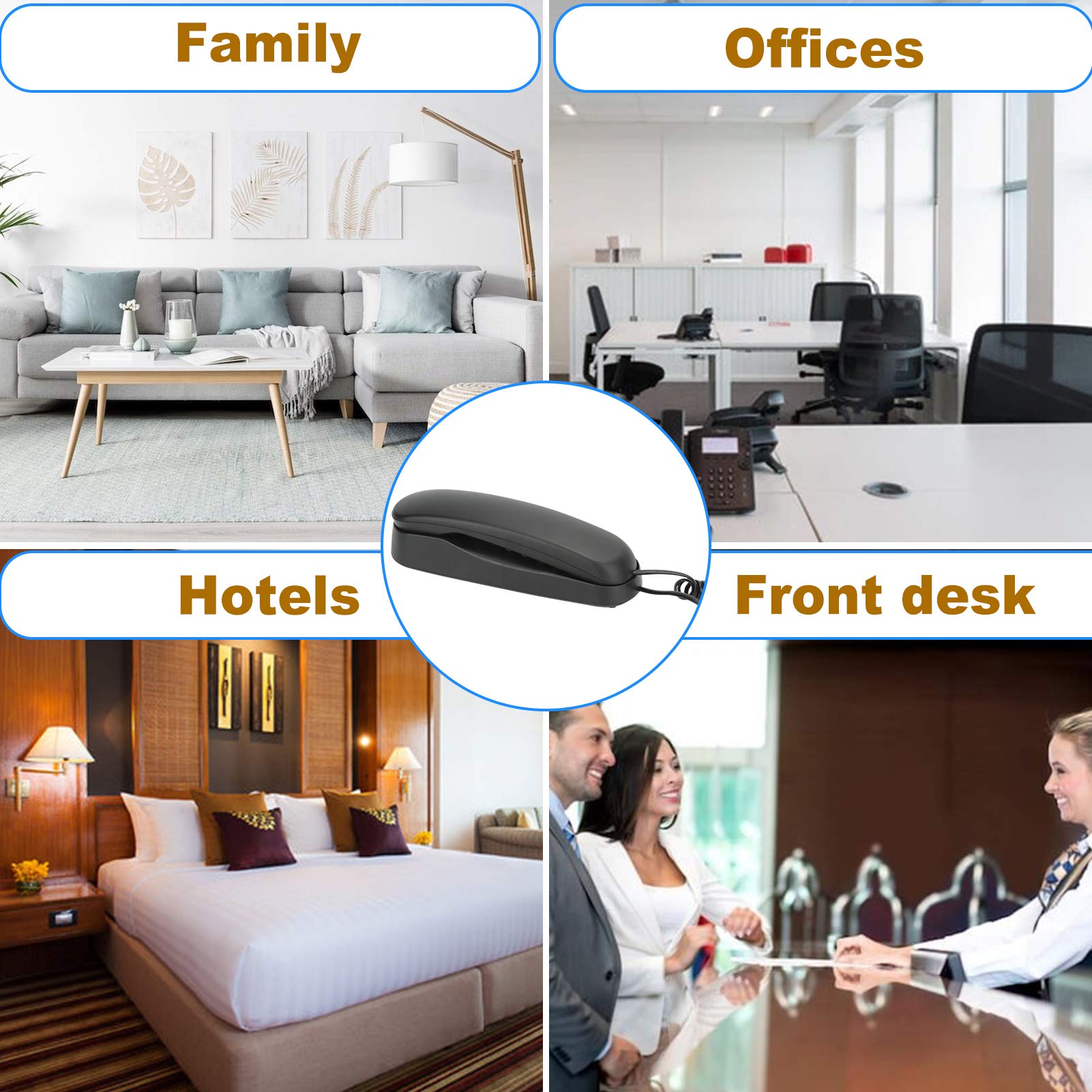 Uvital Hotel Telephone, Fashion & Simplicity, Clear Call, No Need Battery, One Key Redial, Flash, Pause, Hold, Reset, Easy to Operate, Space Saving, Load Ring Tone, Desktop Phone