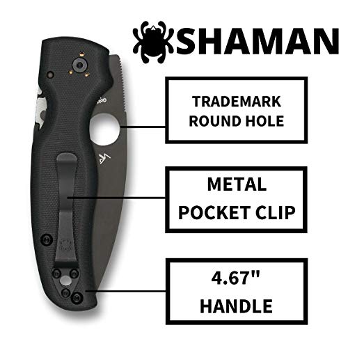 Spyderco Shaman Signature Knife with 3.58" CPM S30V Black Steel Blade and Black Matte-Finished G-10 Handle - PlainEdge - C229GPBK